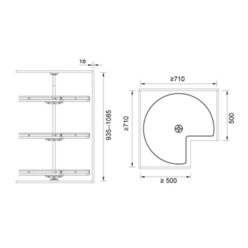 Kệ góc 270 độ 3 tầng GrandX XM.270B » Bếp Hoàng Cương